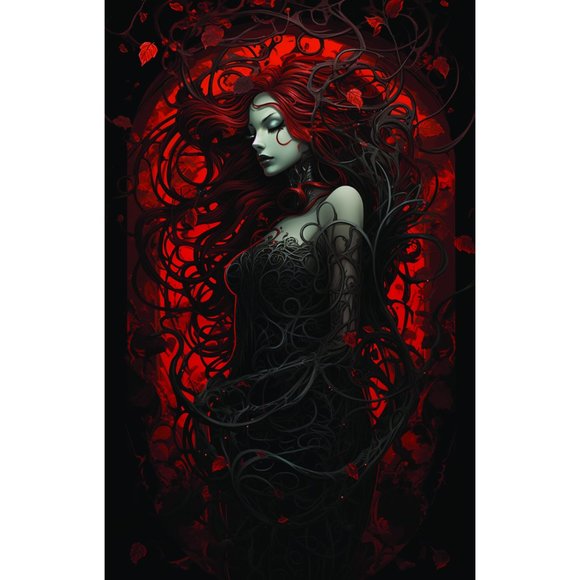 The Pinup Shop | Art | Gothic Vine Goddesss Closed Eyes Wall Art Poster ...